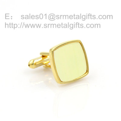 17mm square gold cufflinks for men's suit, stocked gold plated cuff links for men, supplier
