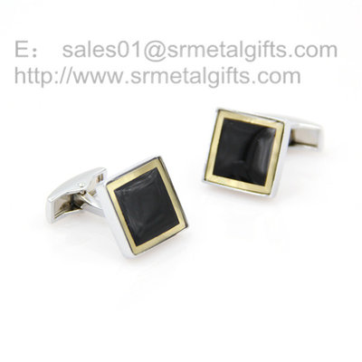 Classic gold framed square cufflinks, 16mm square gold framed cufflinks with shell inlay, supplier
