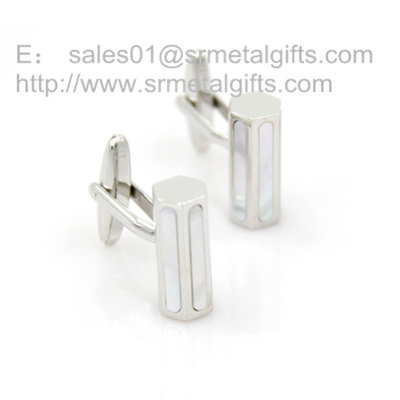 Hexagonal column natural mother of pearl cufflinks for gifts, 20mm MOP cufflinks, supplier