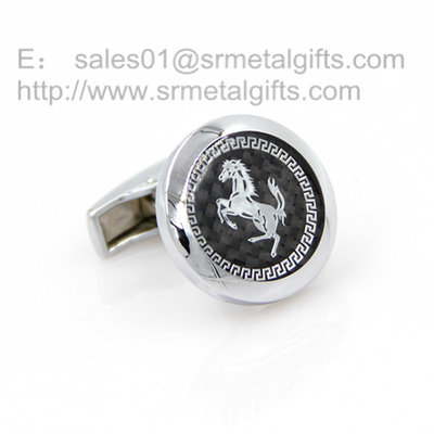 20mm round horse image cufflinks with glass top, stocked cuff links for men, supplier
