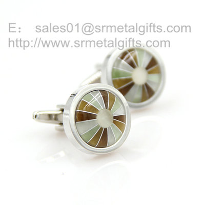 3/4" round mother of pearl cufflinks, 3/4 inch round cufflinks with multi color MOP inlay, supplier