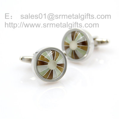 3/4" round mother of pearl cufflinks, 3/4 inch round cufflinks with multi color MOP inlay, supplier