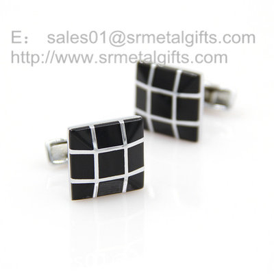 Genuine Mother of Pearl and silver plaid cufflinks, MOP inlay in the silver frame, supplier