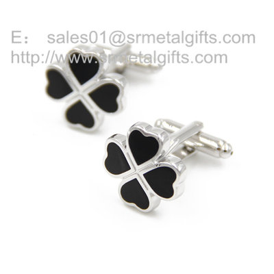 Soft enamel four leaf clover cufflinks for women, 17mm soft enamel lady's cufflinks, supplier