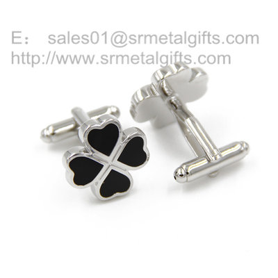 Soft enamel four leaf clover cufflinks for women, 17mm soft enamel lady's cufflinks, supplier