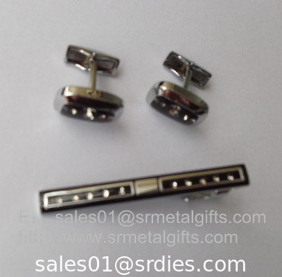 Genuine mother of pearl tie clip and cufflink set, colored MOP clasp tie bar and tie clip, supplier