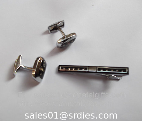 Glass top cufflink with rhinestone inlaid, personalized men's clasp tie bar and tie clip, supplier