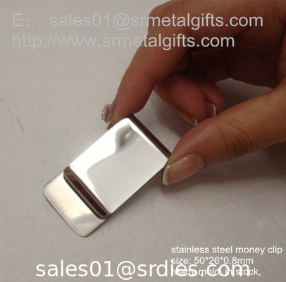 Mirror surface stainless steel money clips in stock, small quantity wholesale, supplier
