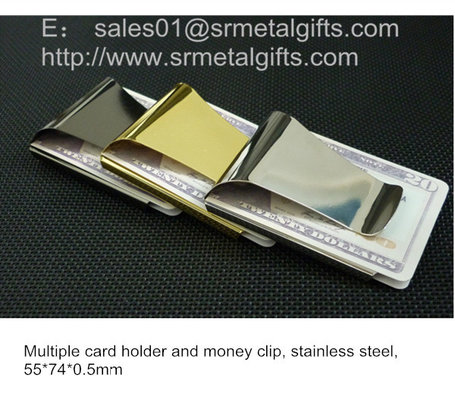 Multiple stainless steel money clips and credit card holder, in stock, China factory, supplier