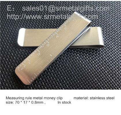 Stainless steel measuring rule money clip, steel measuring mark money clips, supplier