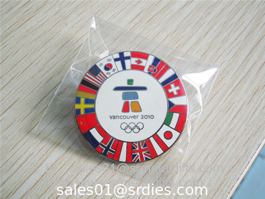 Soft enamel Olympic Games lapel pin, enamel Olympics lapel pin with butterfly clutch, supplier