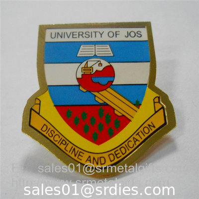 Custom gold plated enamel painting university lapel pin with butterfly clutch, supplier