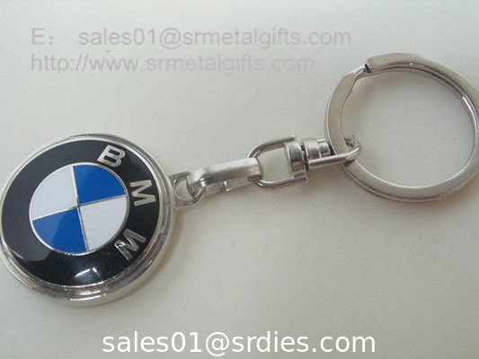 Enamel metal BMW car logo coin holder keychains, custom auto logo keychains, supplier