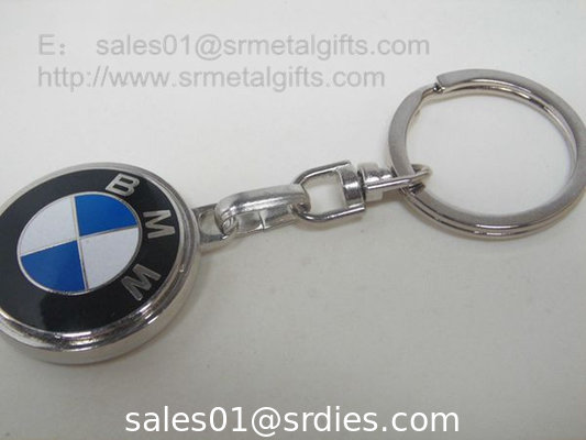 Enamel metal auto brand logo coin holder keychains, wholesale BMW car logo keyrings, supplier