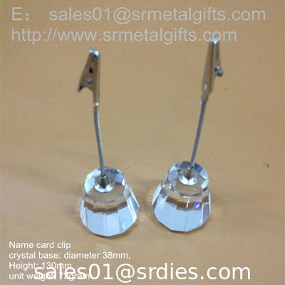 Name card clip with crystal base, memo holder for wedding party decorations, supplier