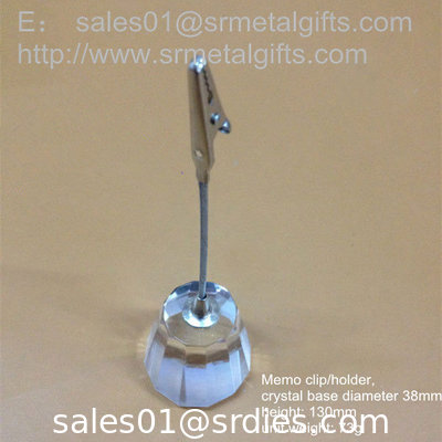 Name card clip with crystal base, memo holder for wedding party decorations, supplier