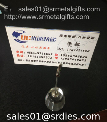 Name card clip with crystal base, memo holder for wedding party decorations, supplier