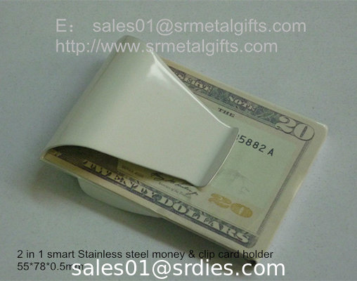 Premium gold plated steel money clip and credit card holder wallet for man gifts, supplier