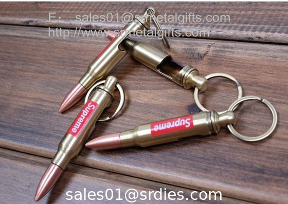Metal bullet shape beer opener key tag, bullet shaped can opener key rings, supplier