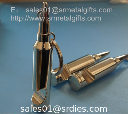 Metal bullet shape beer opener key tag, bullet shaped can opener key rings, supplier