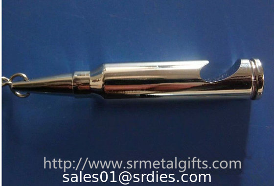 Solid bullet shape bottle can opener keychain, imprinted bullet can opener key rings, supplier