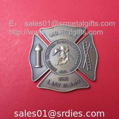 Custom metal blank engraved hockey medals with ribbon, antique brass plated, supplier