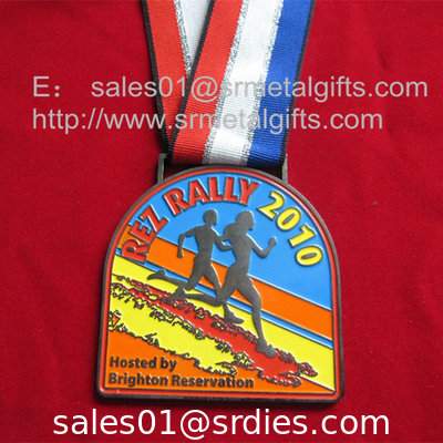 Polished bronze Olympic games medals with ribbon, Olympics trophy and award medals, supplier
