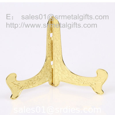 Custom gold commemorative plate with stand, detailed raise flower gold tray with gift box, supplier