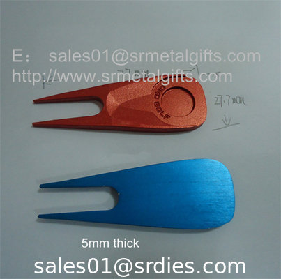 Anodized aluminum alloy golf divot tools, metal golf pitchfork golf pitchmark repairer, supplier