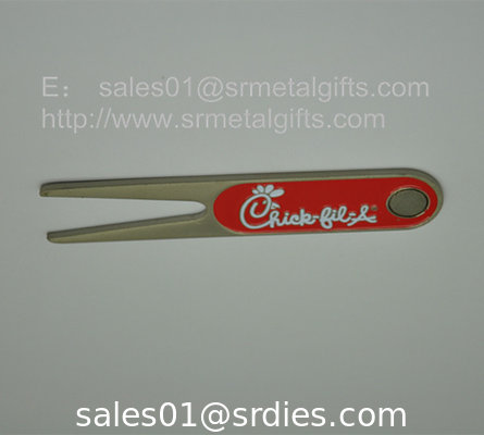 Anodized aluminum alloy golf divot tools, metal golf pitchfork golf pitchmark repairer, supplier