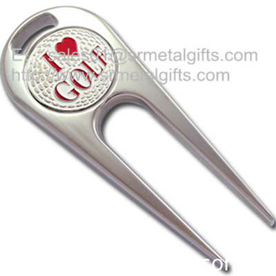 custom metal golf divot tool with magnetic ball marker set, golf pitchmark repairer supplier