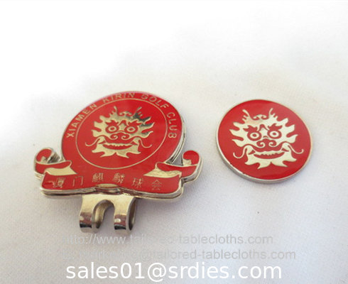 Enamel color fill metal golf hat clip and ball marker set, enamel golf cap clip for golfer supplier