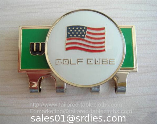 Enamel color fill metal golf hat clip and ball marker set, enamel golf cap clip for golfer supplier
