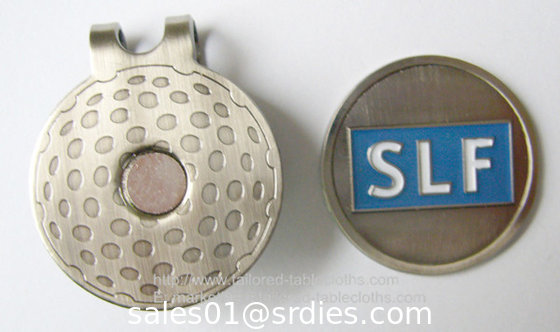 Enamel color fill metal golf hat clip and ball marker set, enamel golf cap clip for golfer supplier