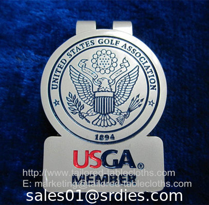 Enamel color fill metal golf hat clip and ball marker set, enamel golf cap clip for golfer supplier