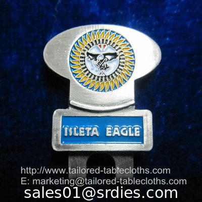 Brushed nickel metal golf cap clip with enamel colour fill, engraved metal golf hat clip, supplier