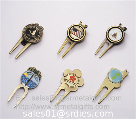 Enamel colour filled golf pitchfork repairer supplier China, enamel golf divot tools, supplier