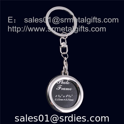 Round metal photo frame key ring, round shape picture locket keychains, supplier