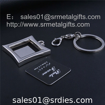 Cheap metal key ring with photo locket, metal picture frame keychains, supplier