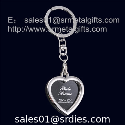 Cheap metal key ring with photo locket, metal picture frame keychains, supplier