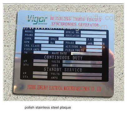 Satin brush stainless steel warning plaque with black colour fill, supplier