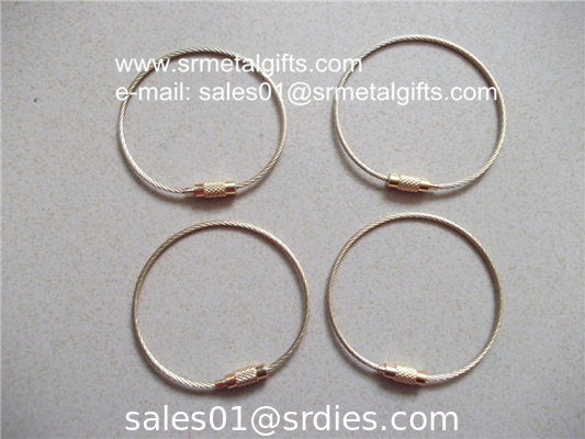 DIY accessory stainless steel wire cable key loop with screw nut supplier