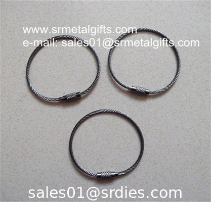 DIY accessory stainless steel wire cable key loop with screw nut supplier