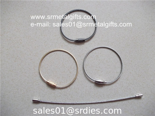 DIY accessory stainless steel wire cable key loop with screw nut supplier
