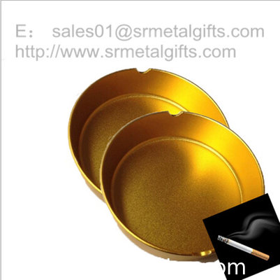 Retail gold anodized aluminum ashtrays, anodised aluminum smoking ashtray supplier