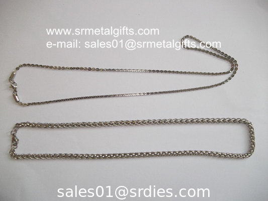 Silver plated steel wheat chain for necklace, wheat chain necklace supplier