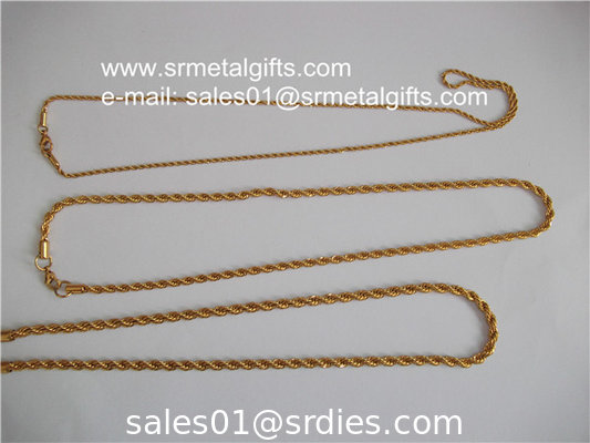 Rose gold steel flat link chain necklaces gold link chain jewelry supplier