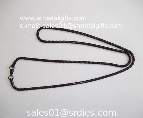Retail black plated stainless steel box chain necklace jewelry supplier