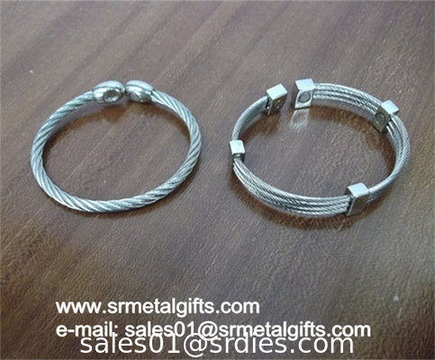 Stainless steel wire cable bangle bracelet wholesale supplier