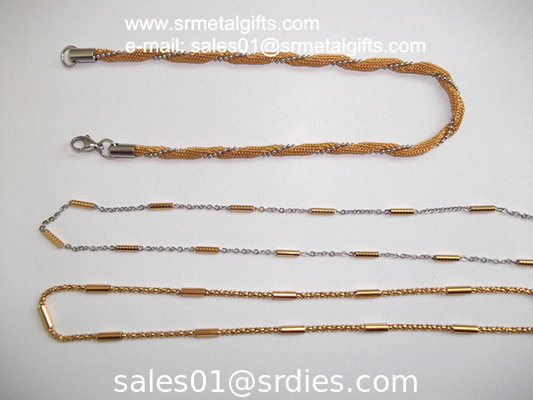 Costume jewelry stainless steel curb chain necklace and bracelet set supplier